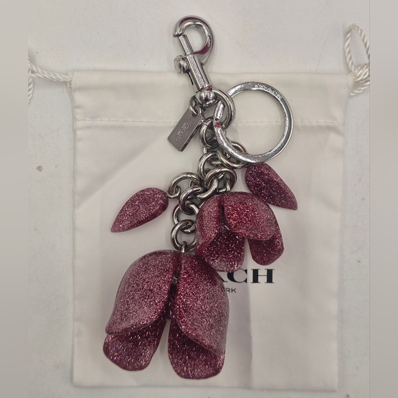 Coach | Accessories | Nwotcoach Tea Rose Glitter Resin Bag Charm Key ...